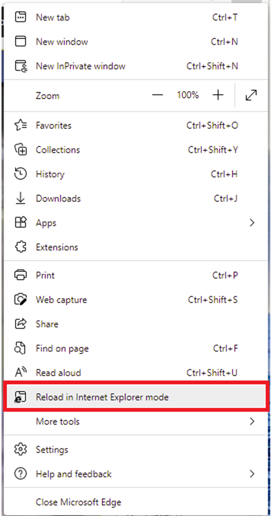 Running Internet Explorer in Microsoft Edge